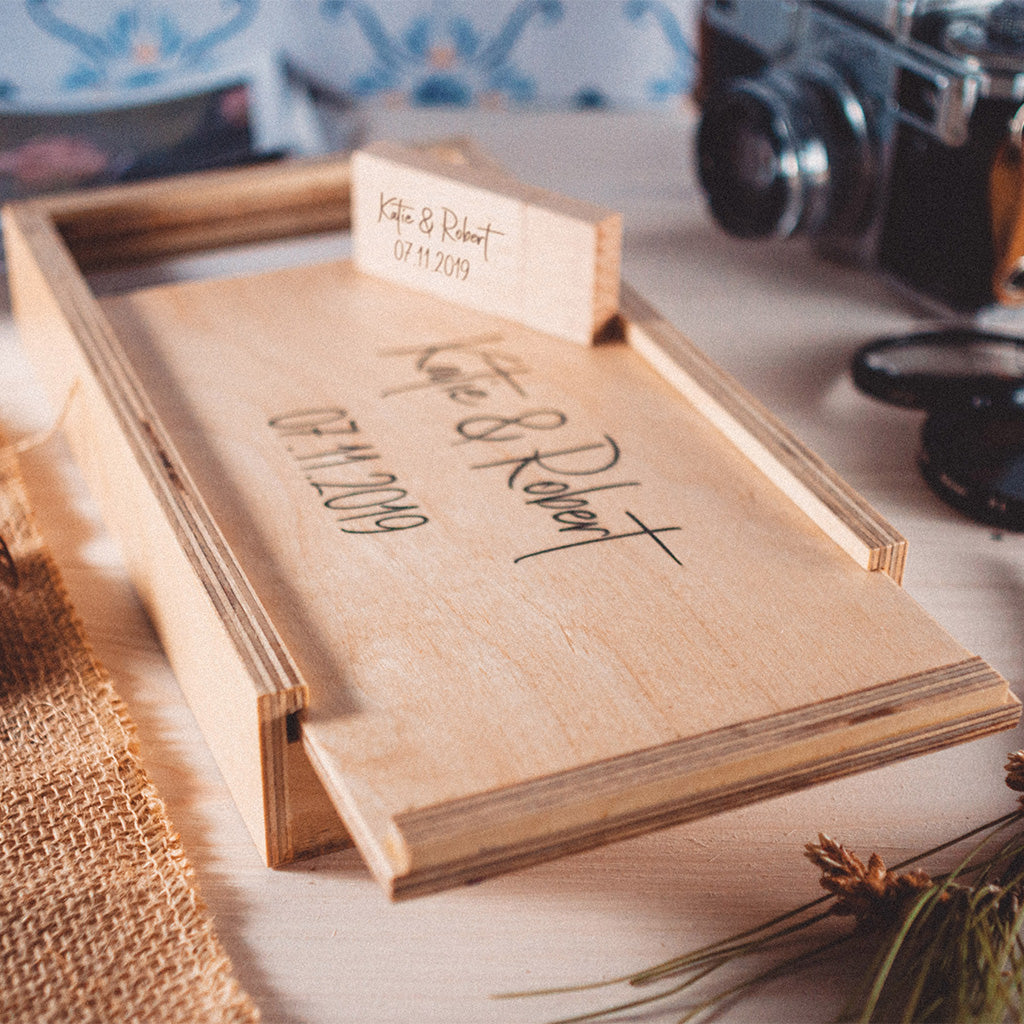 Personalized Photo Box with USB Compartment | Cyanowood