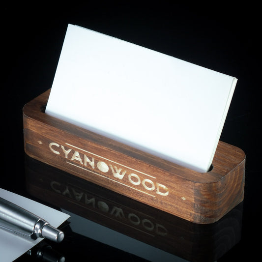 Personalized Desk Business Card Holder - Cyanowood